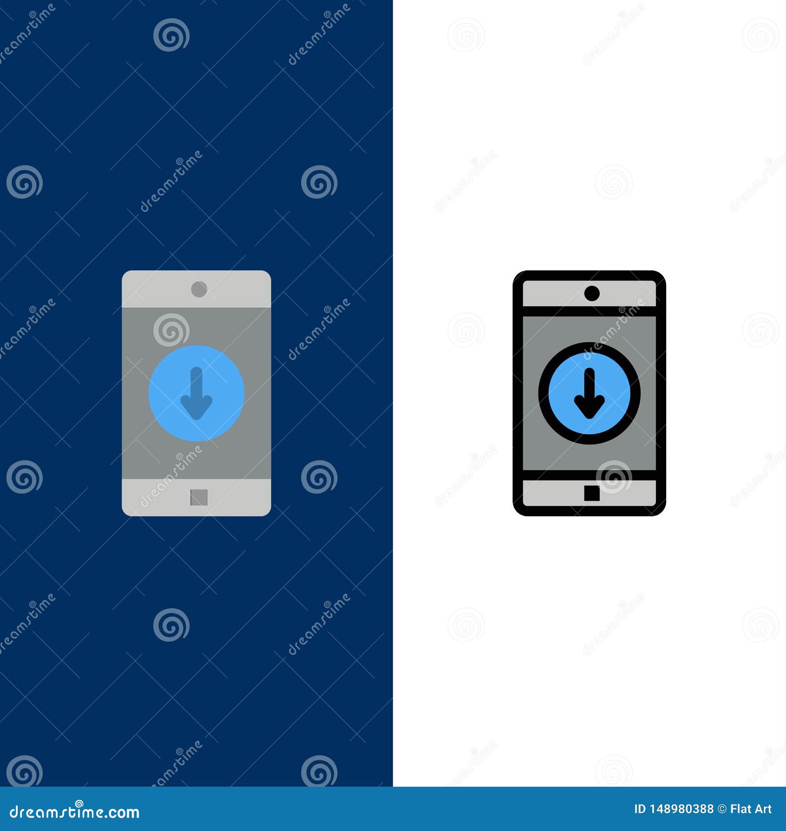 Application, Mobile, Mobile Application, Down, Arrow Icons. Flat and ...