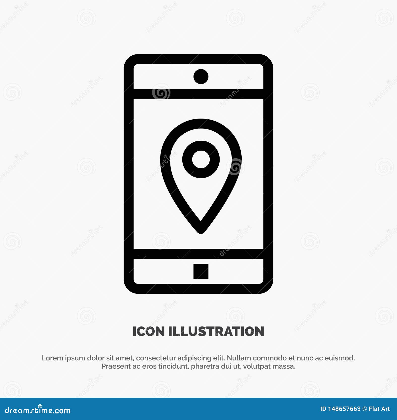 Application, Mobile, Mobile Application, Location, Map Line Icon Vector ...