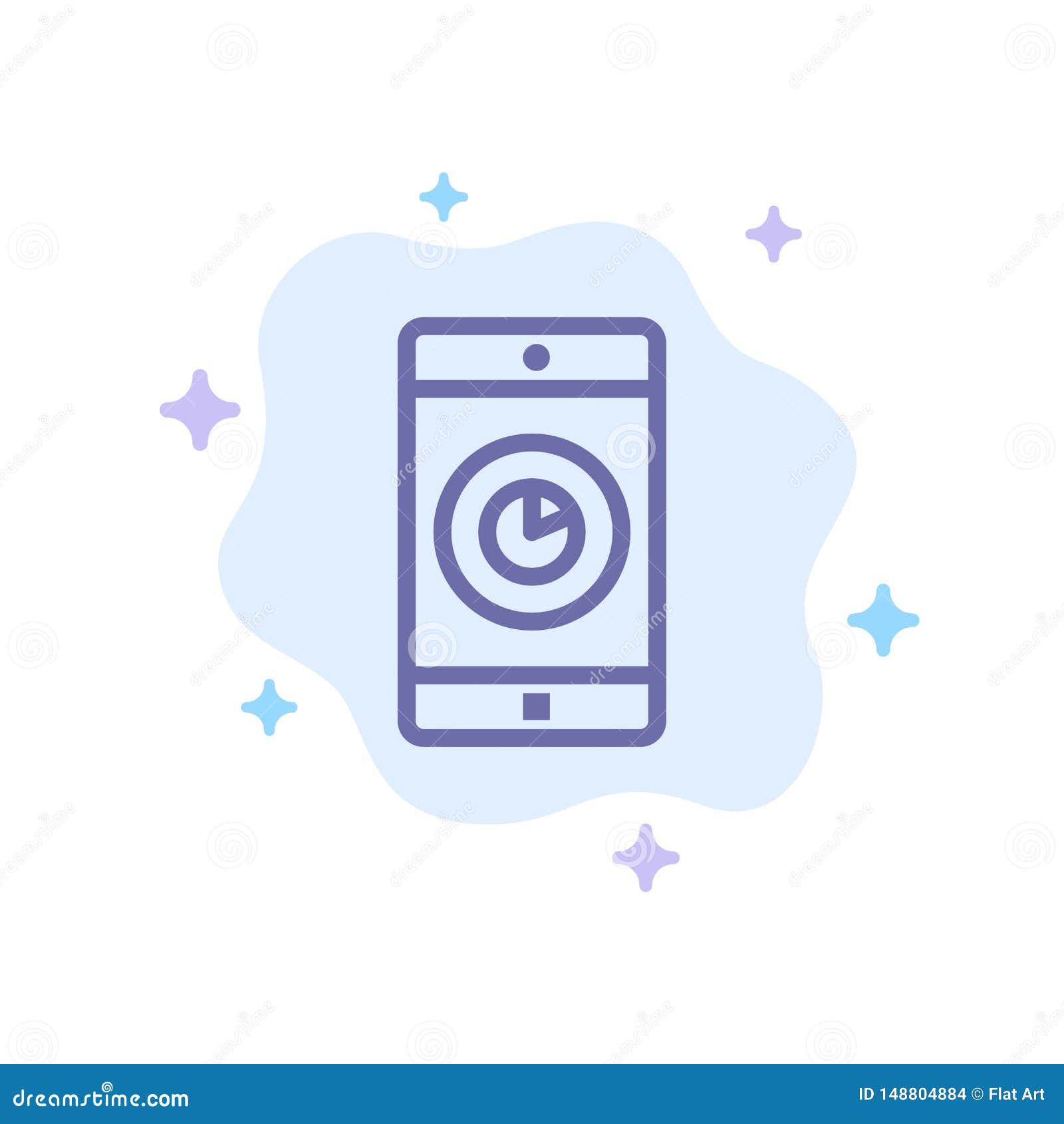 Application, Mobile, Mobile Application, Time Blue Icon on Abstract ...