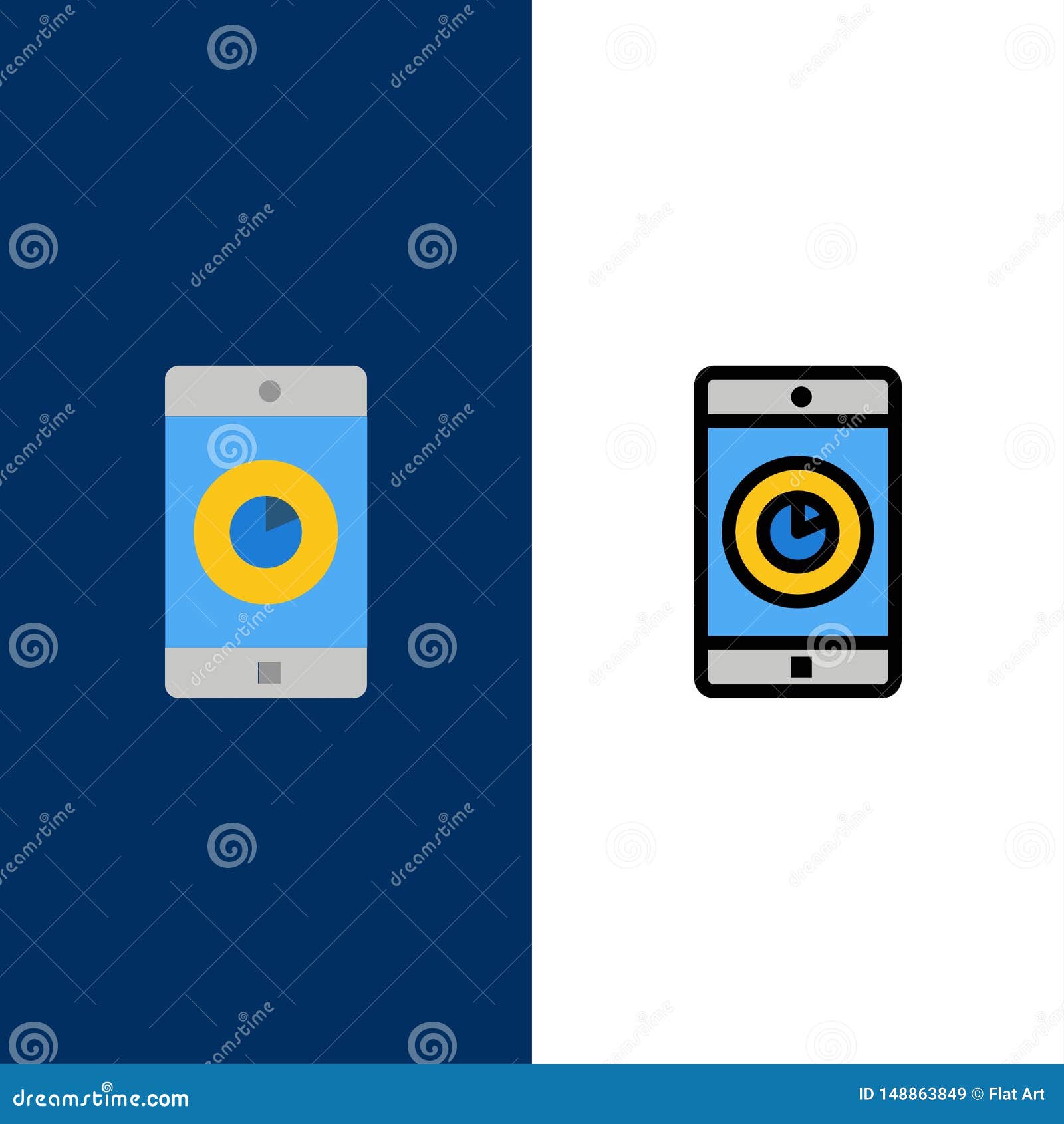 Application, Mobile, Mobile Application, Time Icons. Flat and Line ...