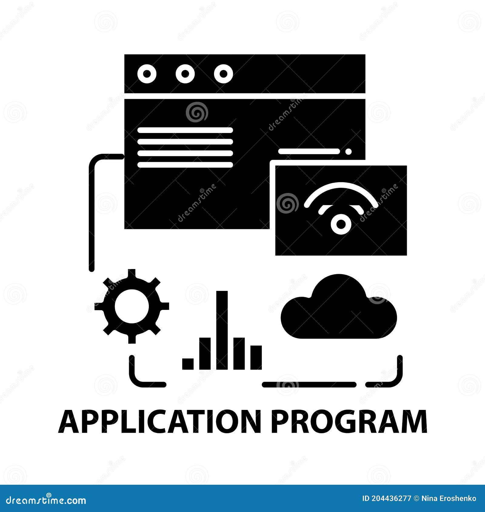 Application Program Icon, Black Vector Sign with Editable Strokes ...