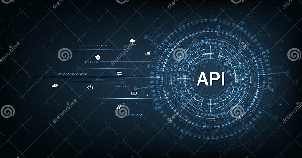 Application Programming Interface (API) on Blue Background Stock Vector - Illustration of ...