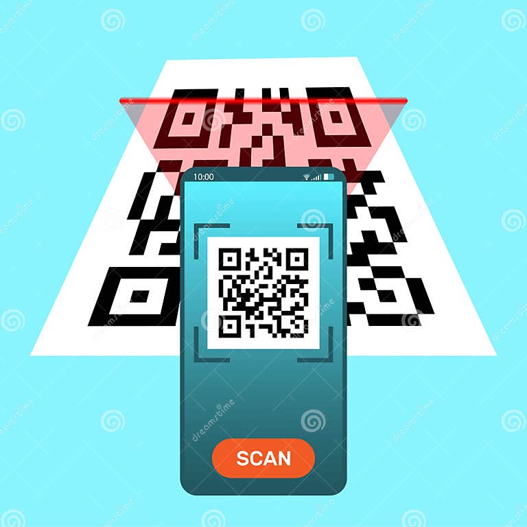 An Application for Scanning a QR Code on Your Phone Screen Stock Vector ...