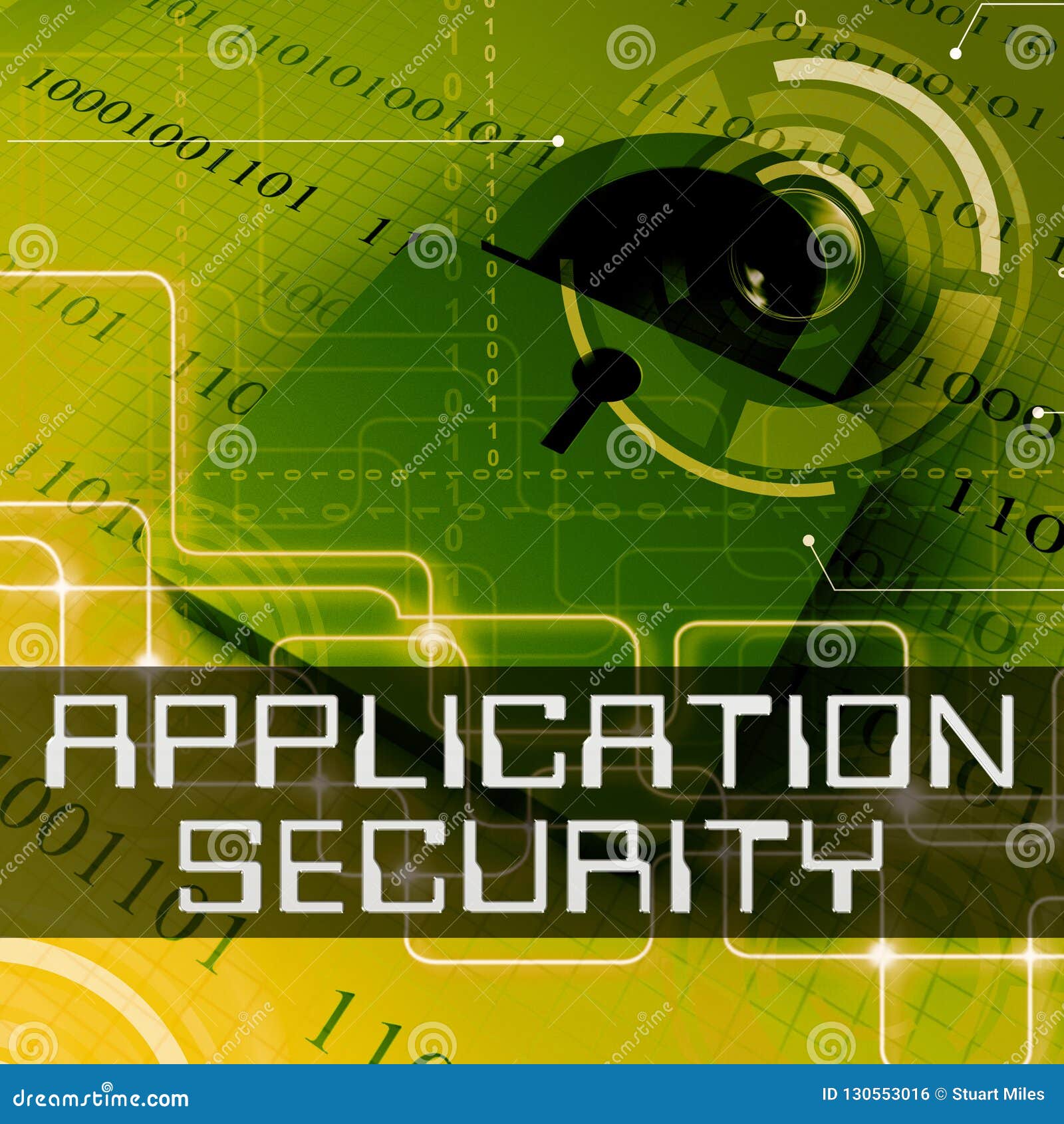 Application Security Shows Program Protection 3d Rendering Stock Photo ...