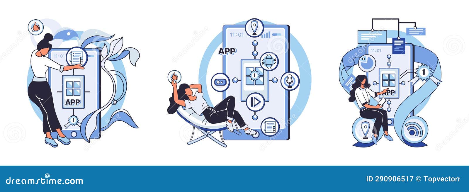 Application Testing Metaphor Vector App Test Demo Run That Prepares