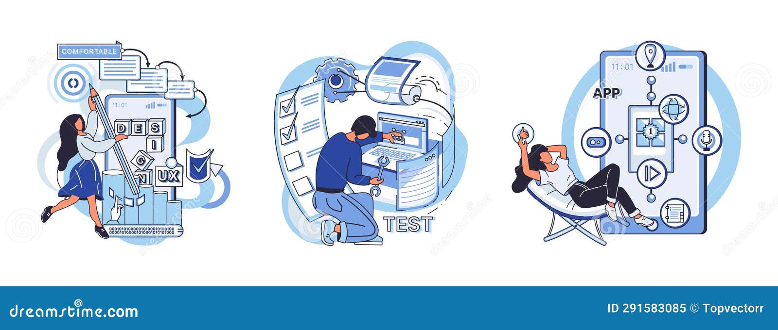 Application Testing Metaphor Vector App Test Obstacle Course Testing