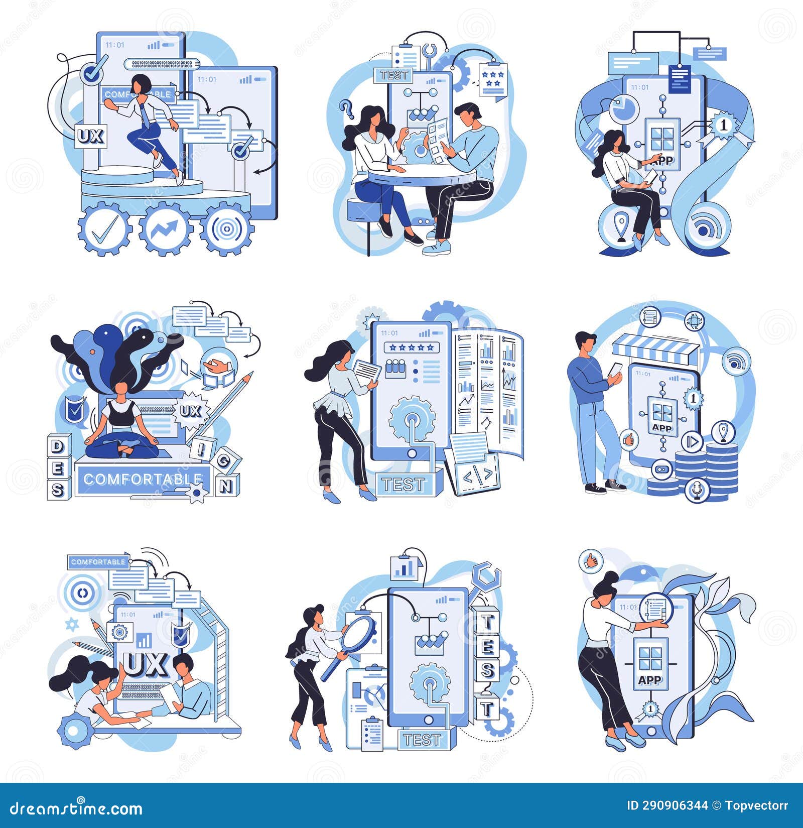 Application Testing Metaphor Vector Application Testing Checkpoint For Ensuring User Friendly 3831