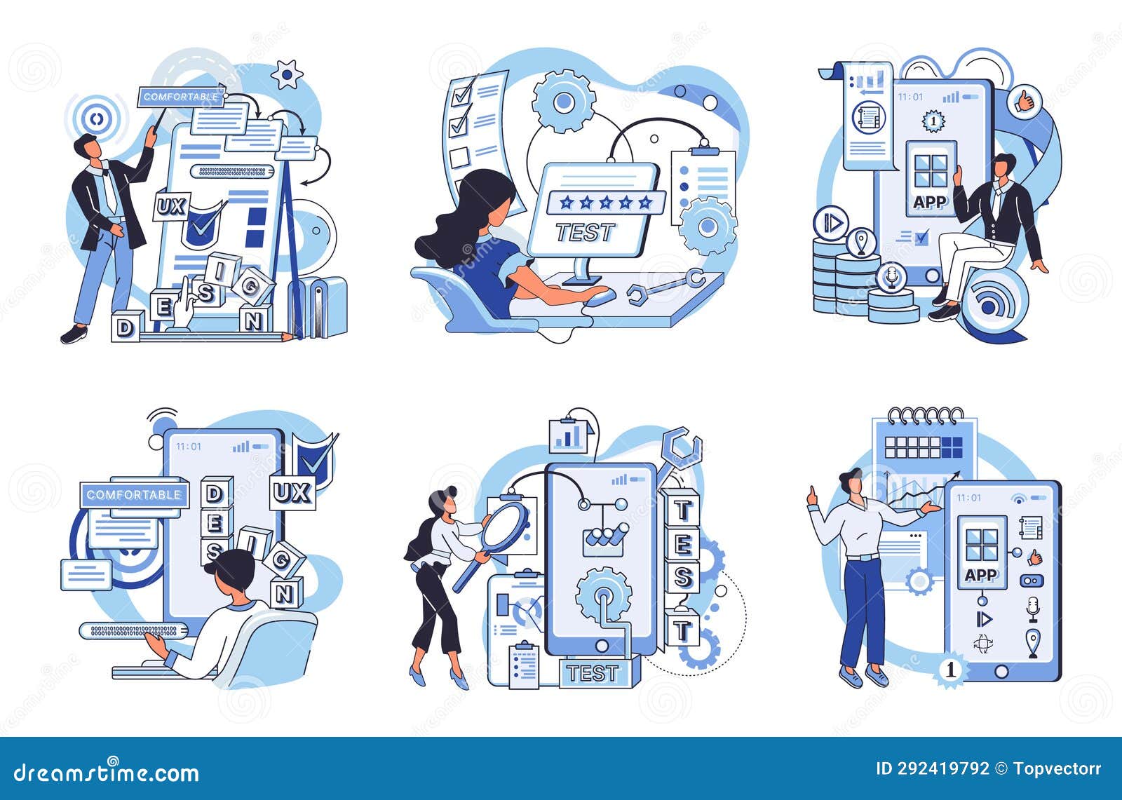 Application Testing Metaphor Vector Application Testing Refining Process That Ensures Smooth 2872