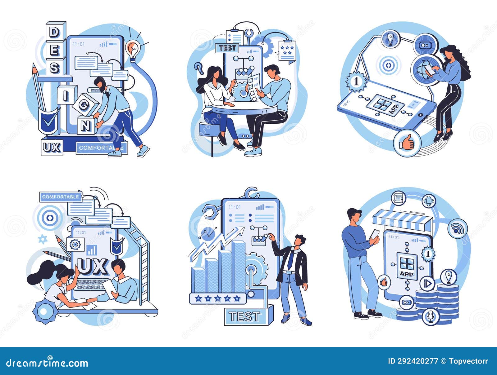 Application Testing Metaphor Vector Application Testing Quality Assurance Step In Software