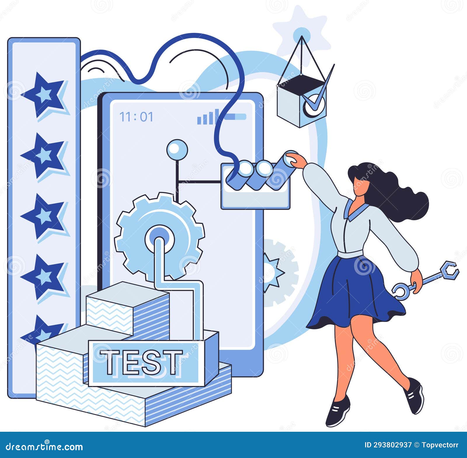 Application Testing Metaphor Vector Application Testing Quality Assurance Step In Software