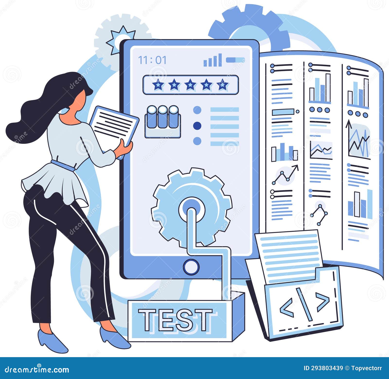 Application Testing Metaphor Vector Application Testing Refining Process For Well Oiled