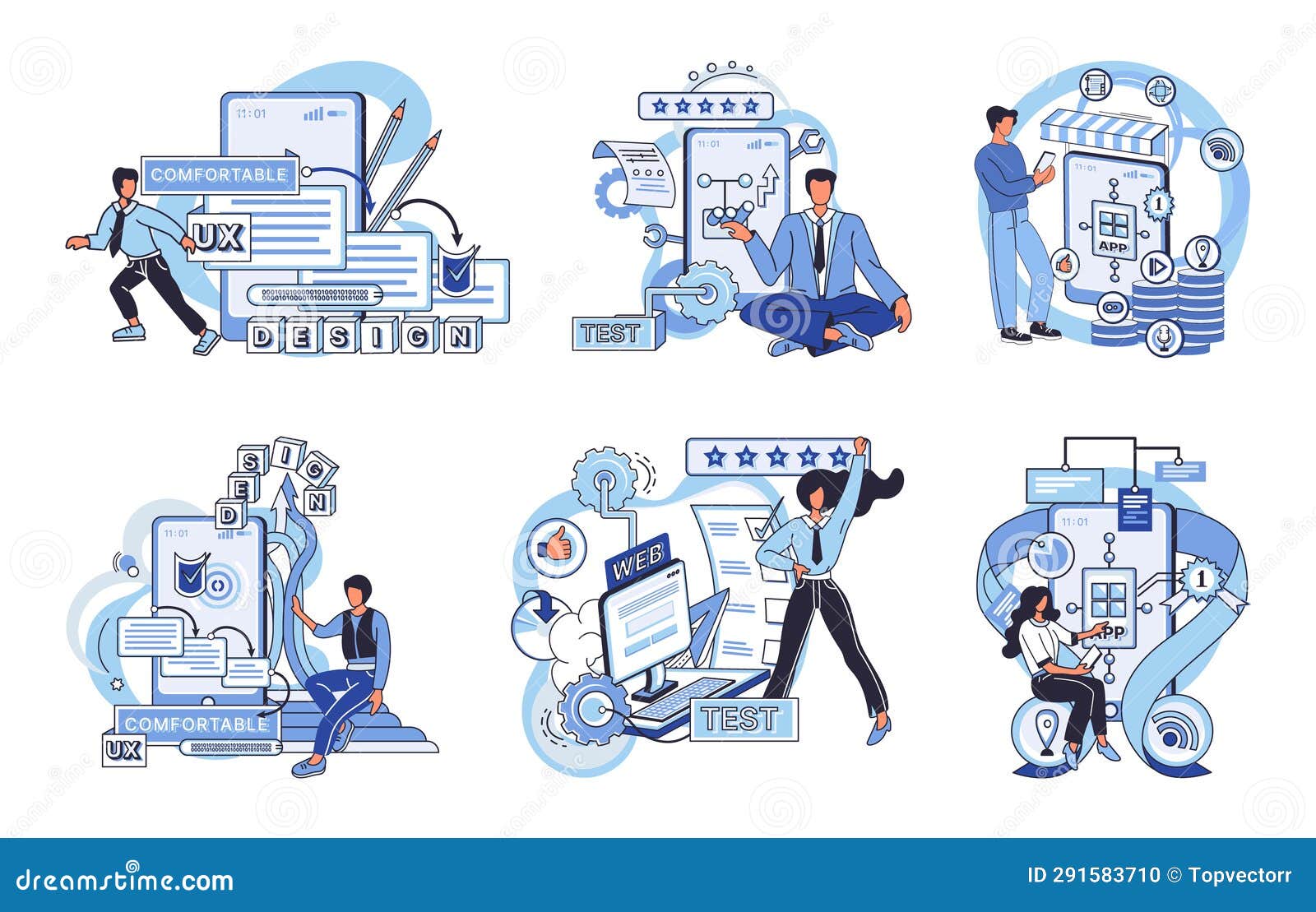 Application Testing Metaphor Vector Software Testing Examination That Scrutinizes Every Line