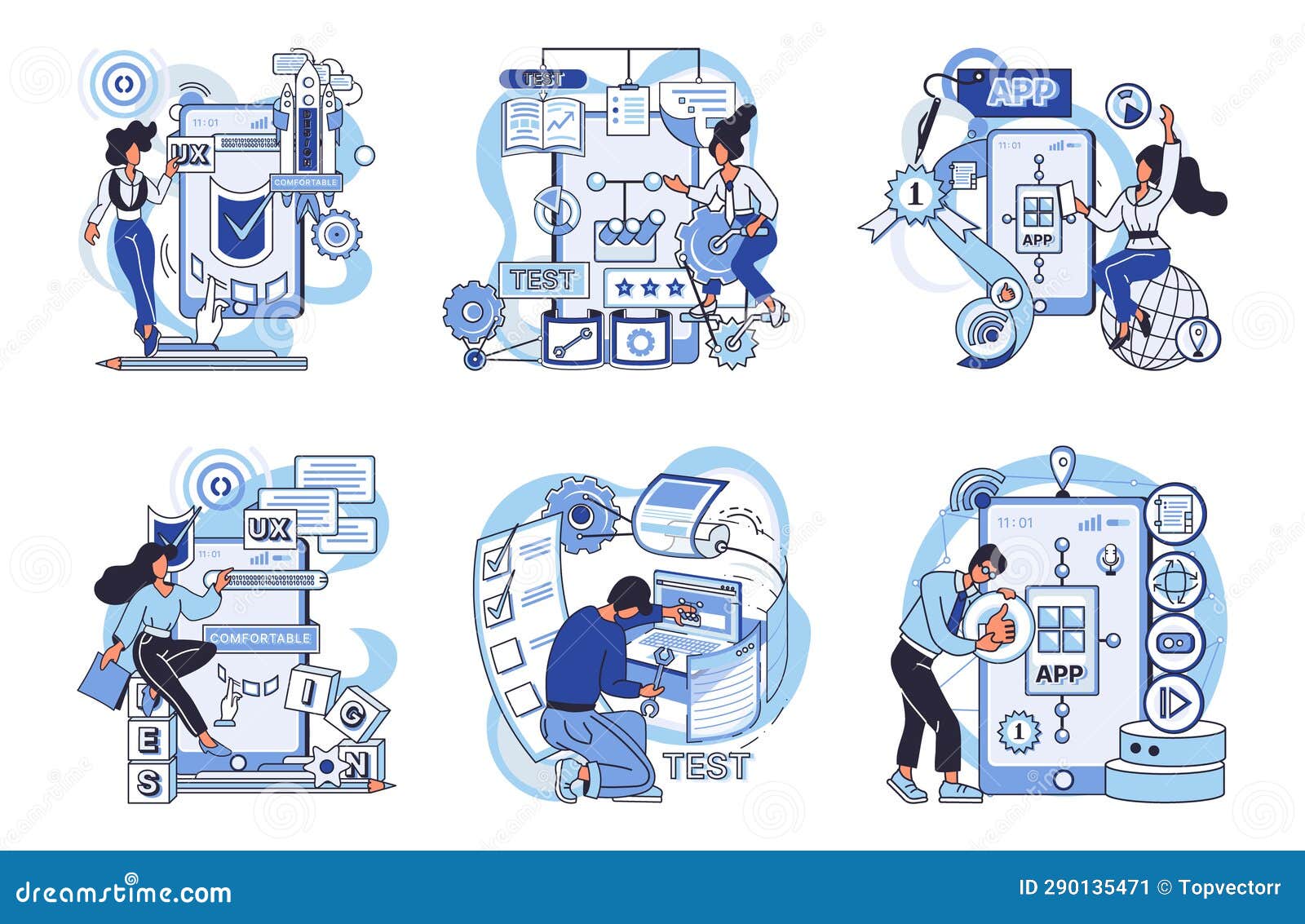 Application Testing Metaphor Vector Software Testing Watchmthat Keeps Lookout For Code 9093