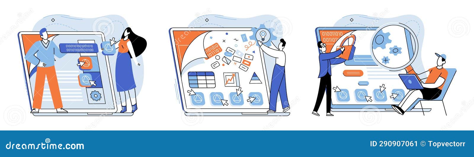 Application Testing Metaphor Vector Software Testing Watchmthat Keeps Lookout For Code 8902