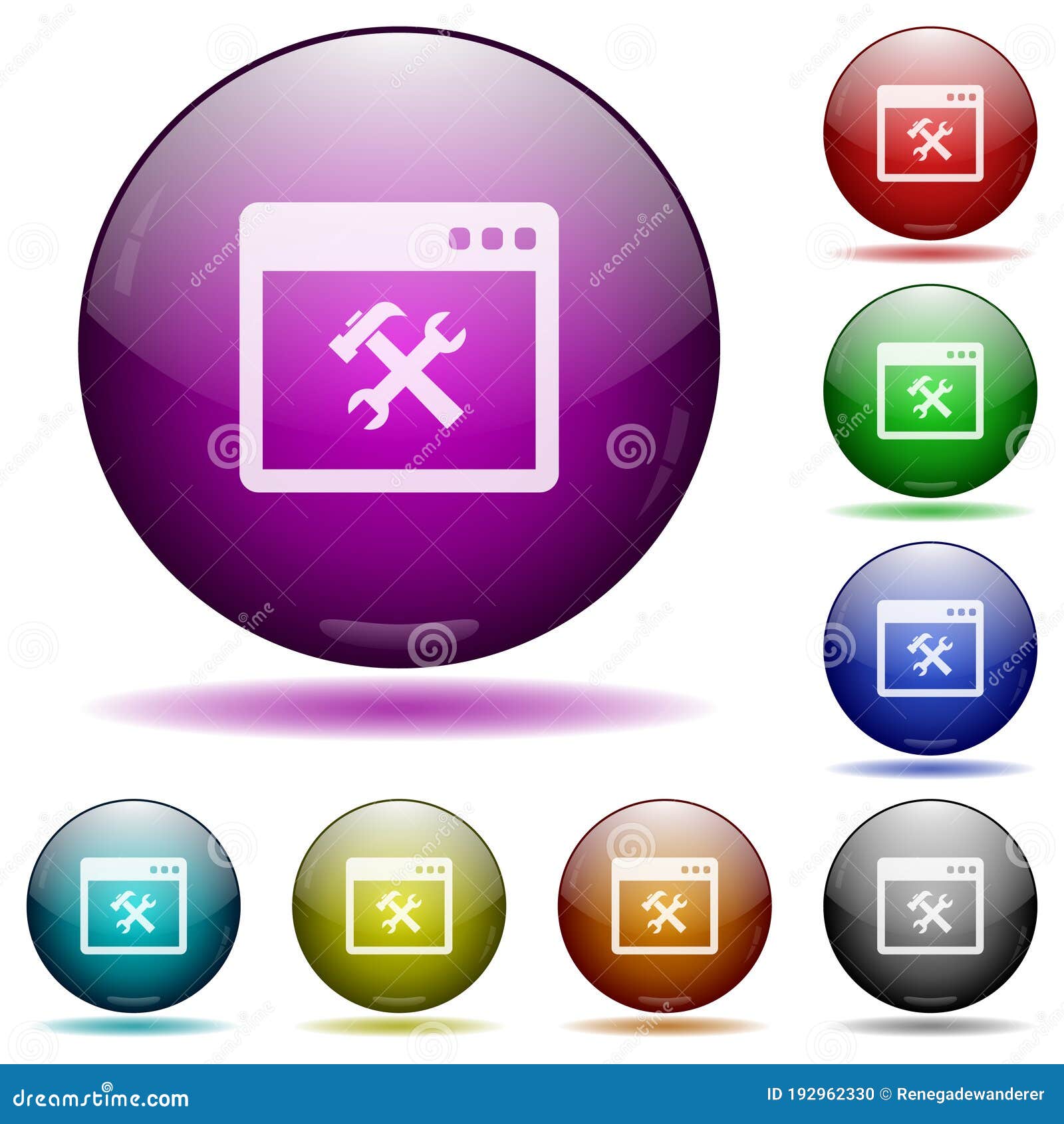 Application Tools Icon in Glass Sphere Buttons Stock Vector ...