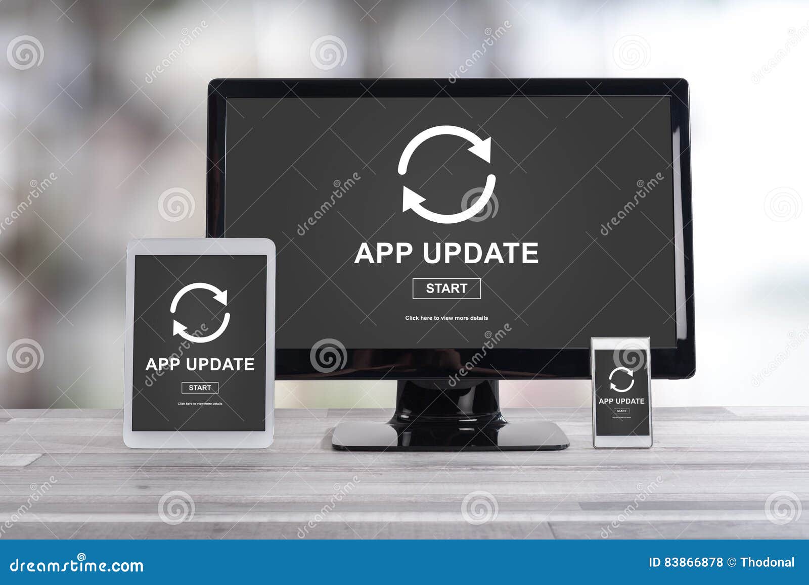 Application Update Concept on Different Devices Stock Photo - Image of ...