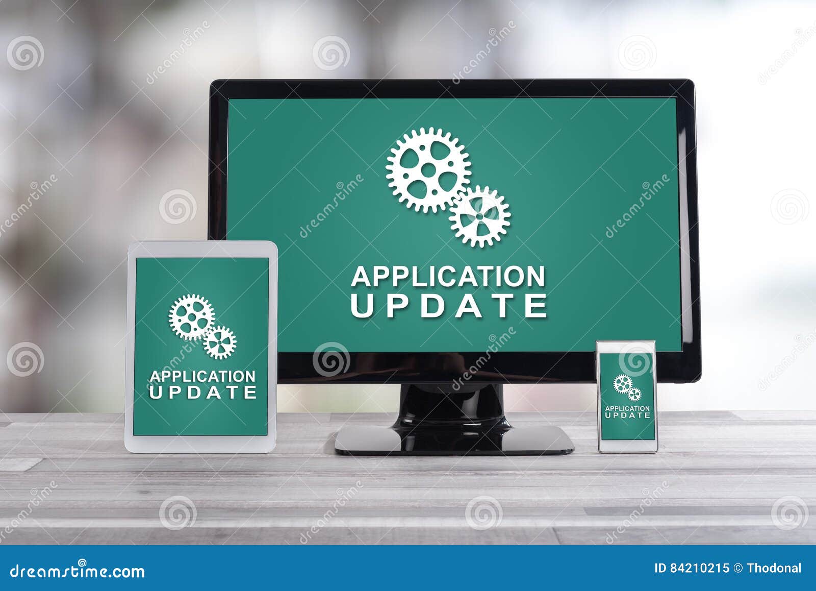 Application Update Concept on Different Devices Stock Image - Image of ...