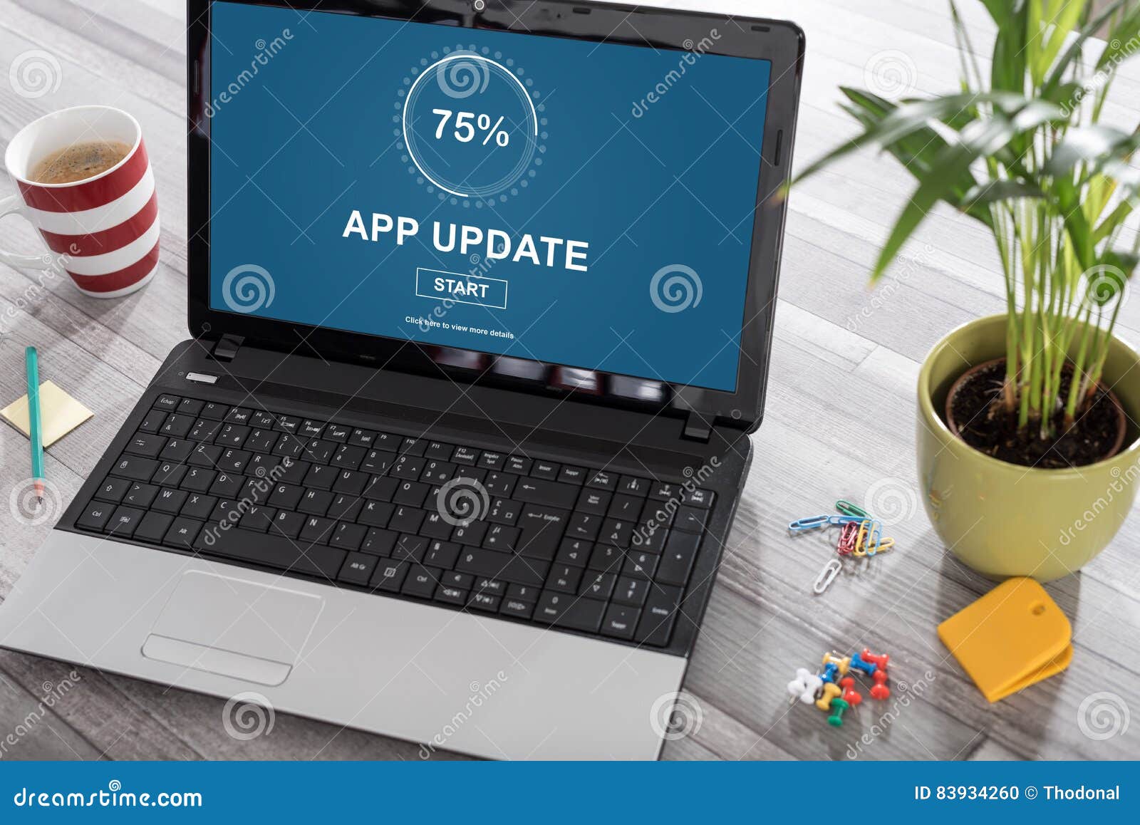 Application Update Concept on a Laptop Stock Photo - Image of desk ...
