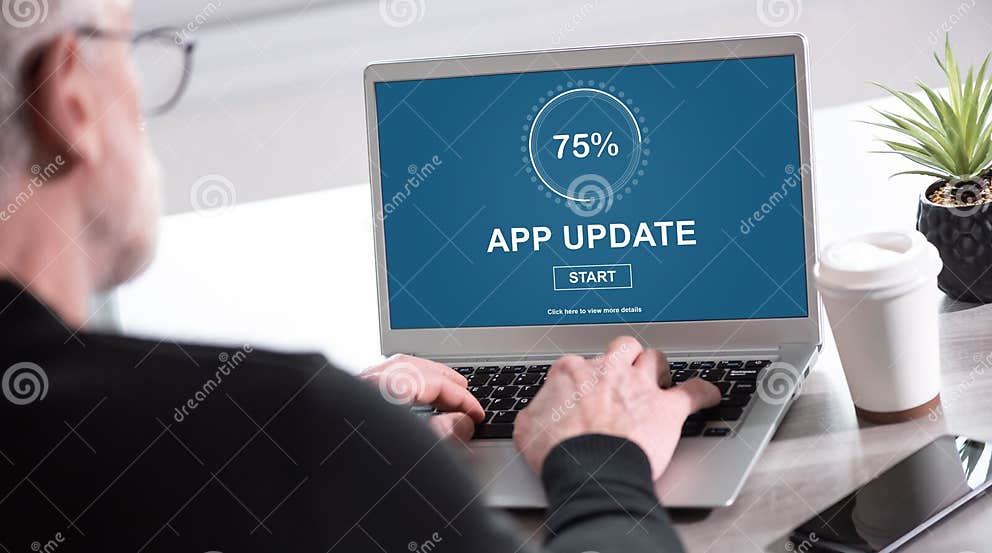 Application Update Concept on a Laptop Screen Stock Photo - Image of ...