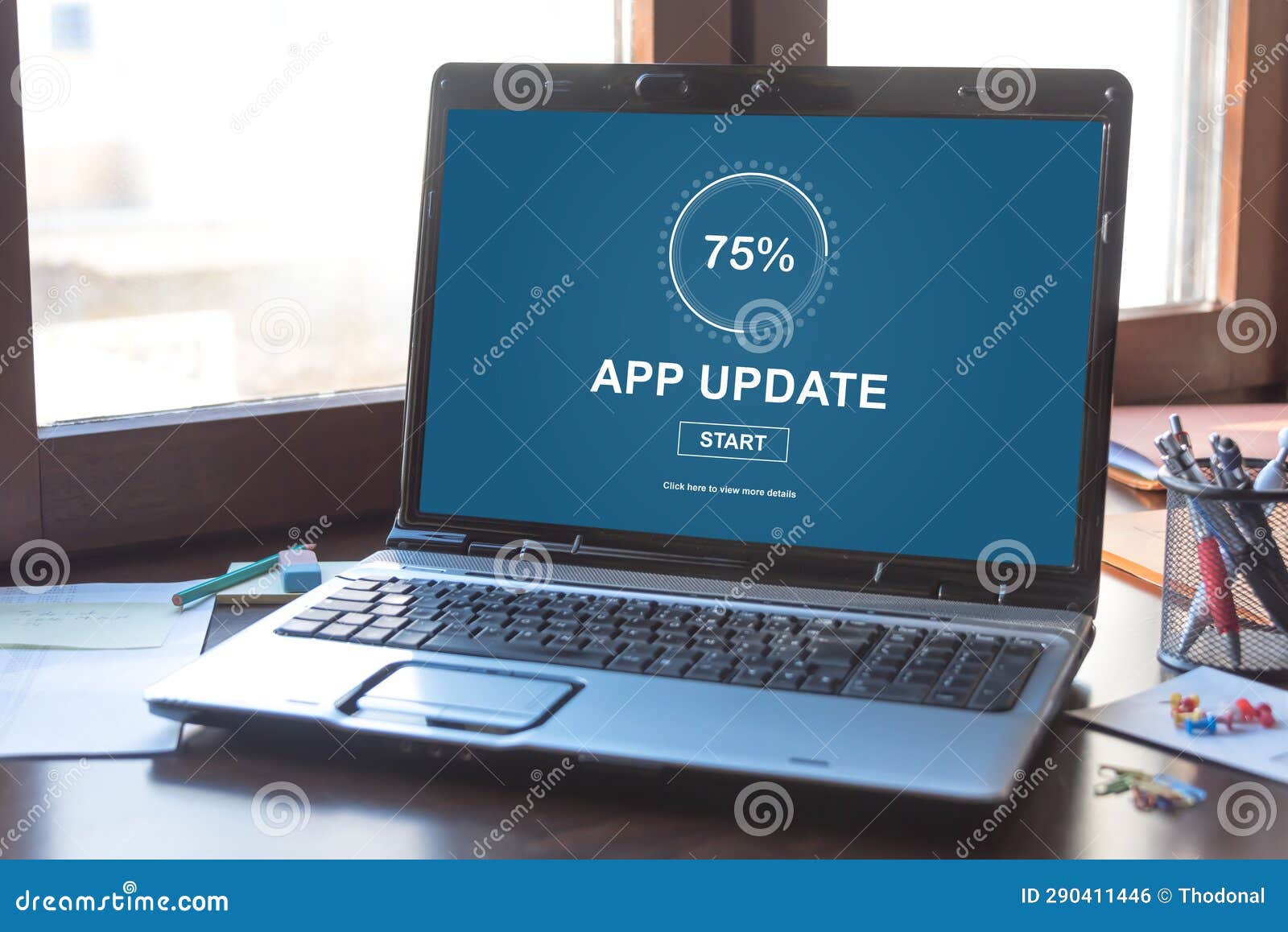 Application Update Concept on a Laptop Screen Stock Photo - Image of ...