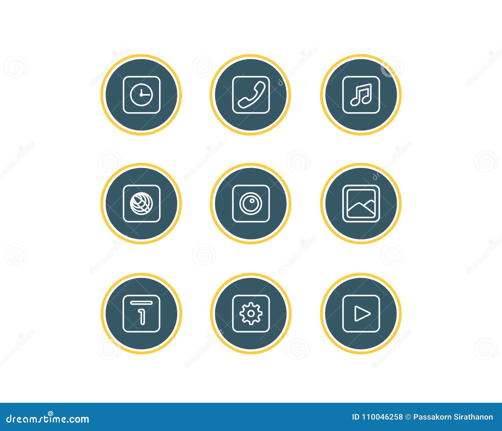 Application Vector Icons Set with White Background, Vector and Icon ...
