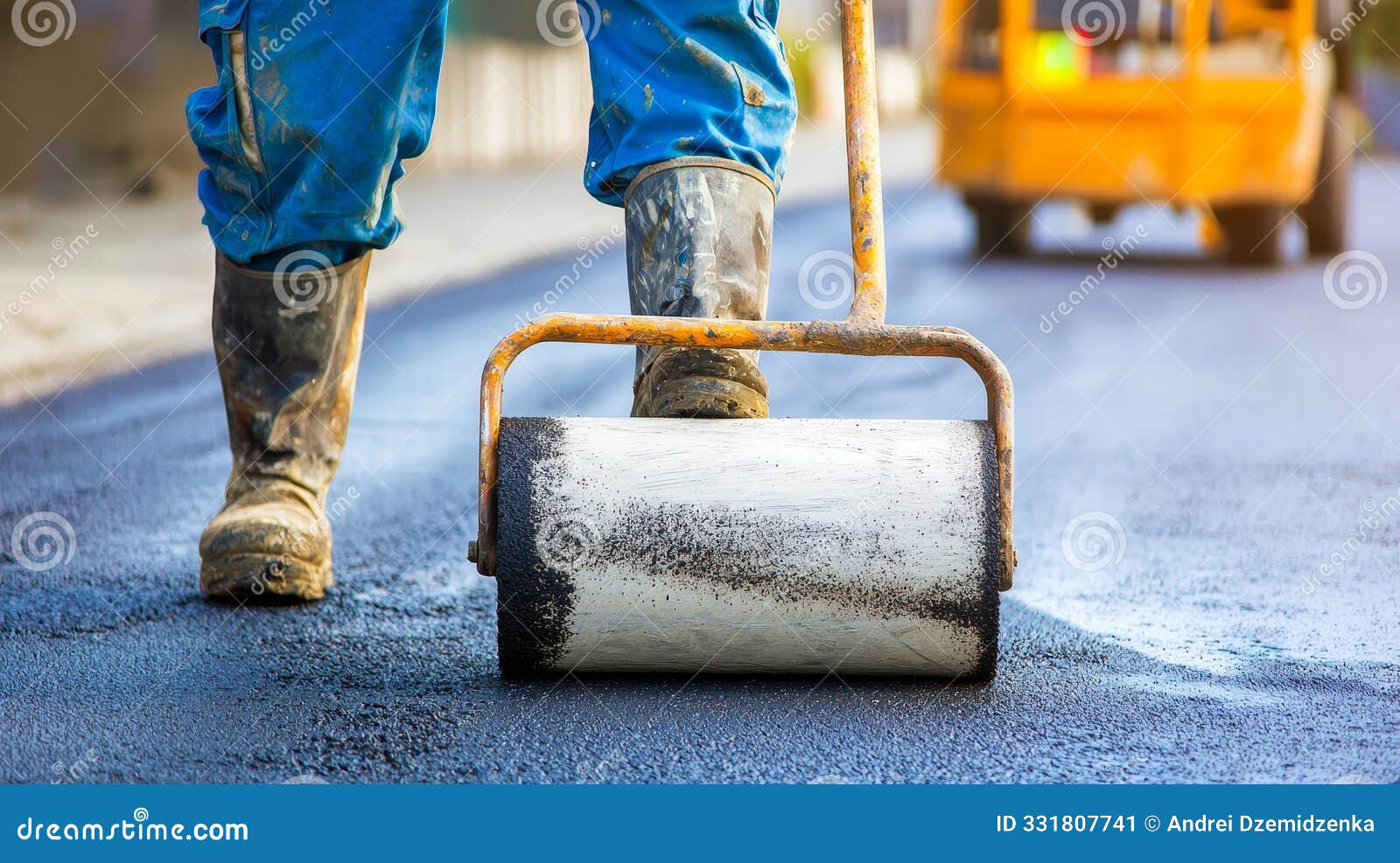 The Application of a Waterproof Coating on a Roof Using a Roller Brush ...