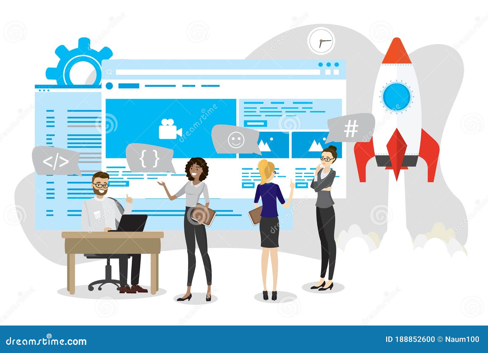 Development - Cartoon Illustration On Green Chalkboard. Royalty-Free ...