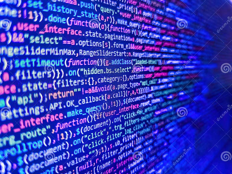 Application Web Source Code On Monitor Html5 Concept Macro Backdrop In