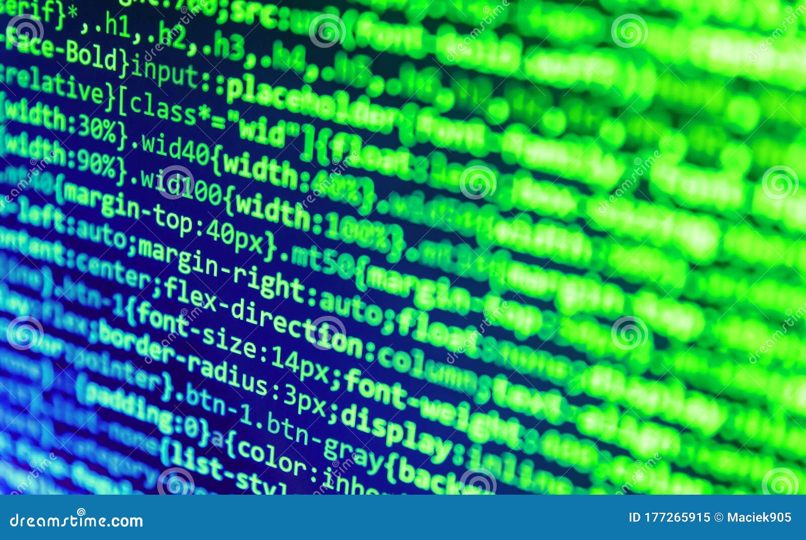Application Web Source Code on Monitor. HTML5 in Editor for Website Development Stock Image ...