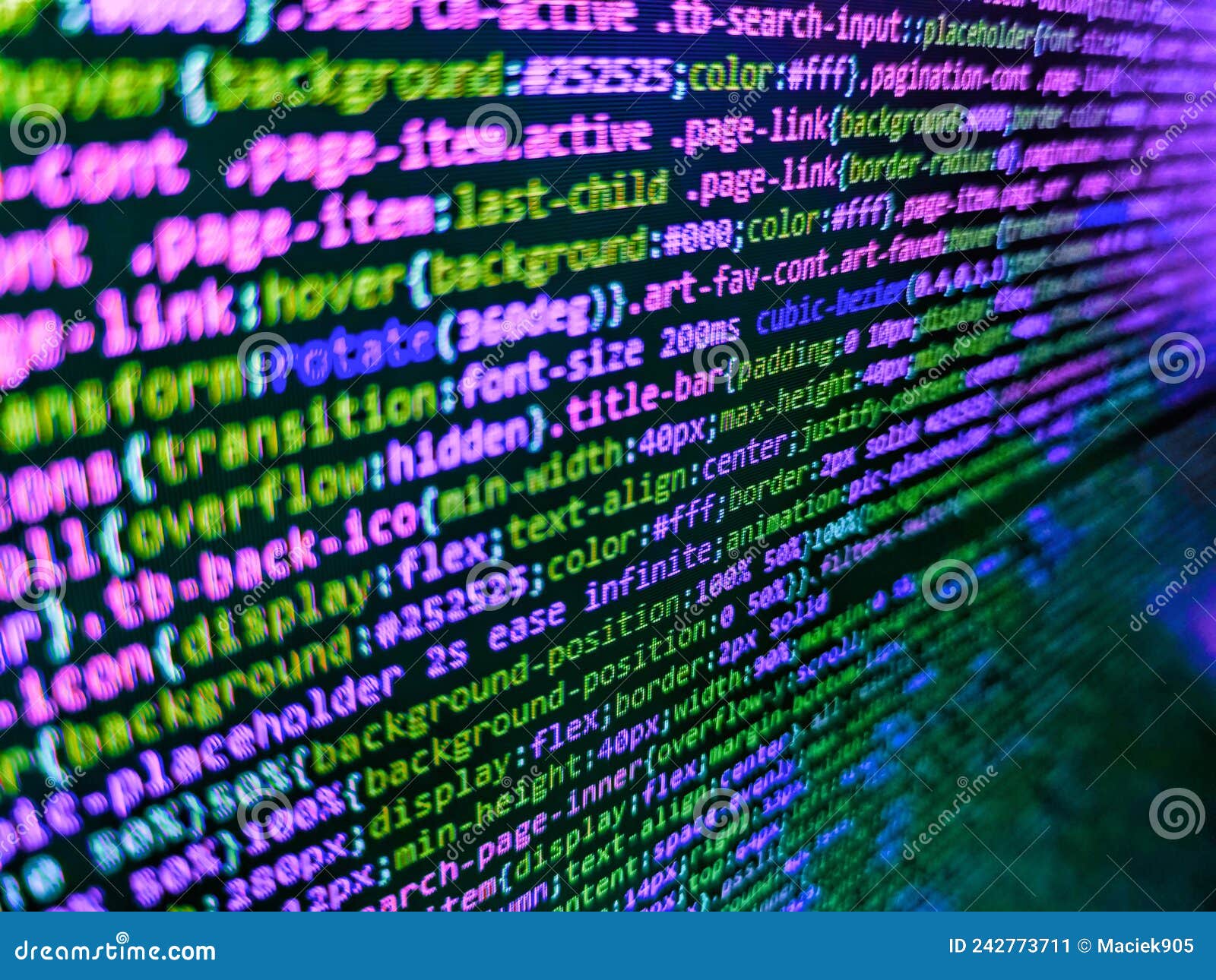 Application Web Source Code On Monitor Letters Chars And Digits Database Bits Access Stream