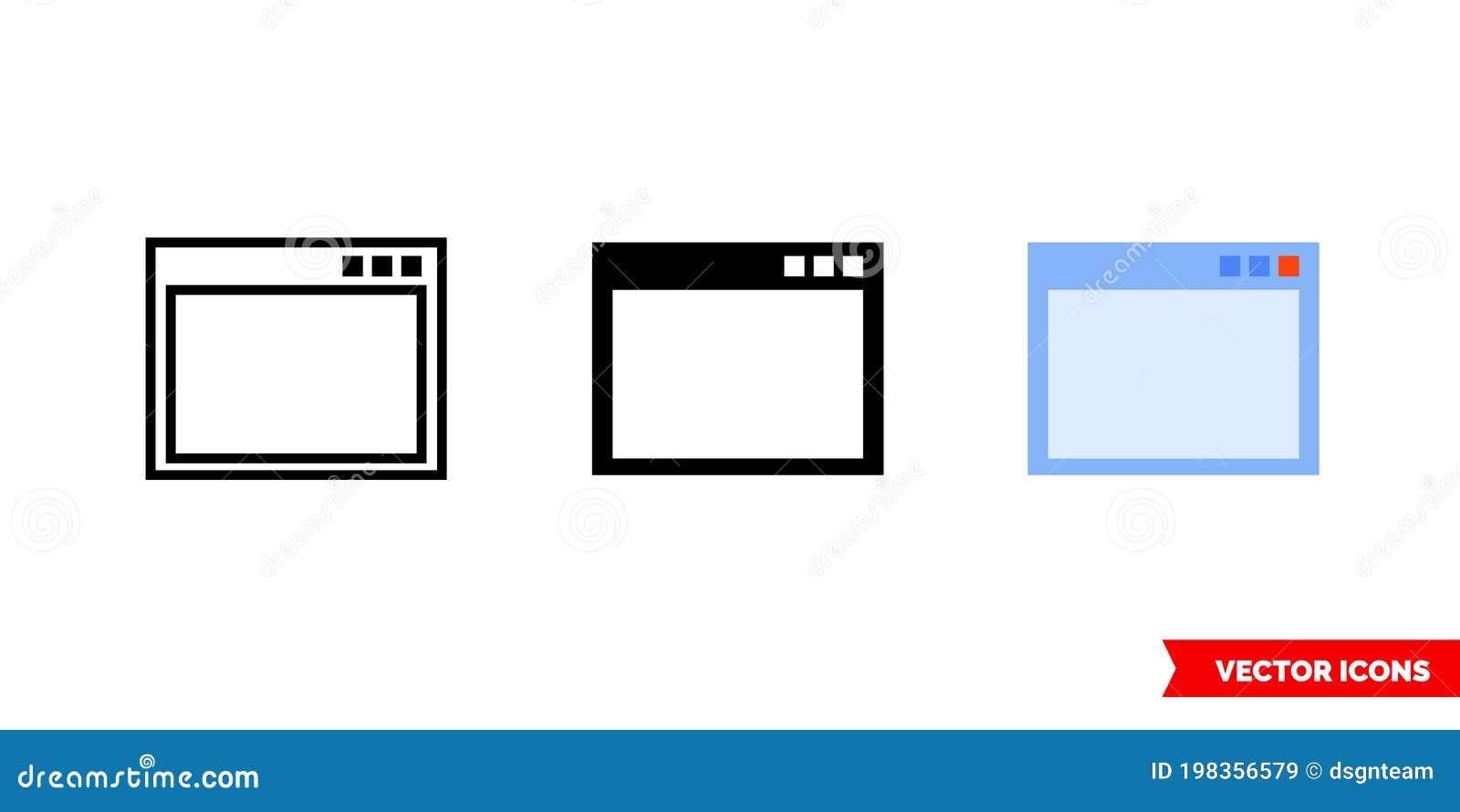Application Window Icon of 3 Types Color, Black and White, Outline ...