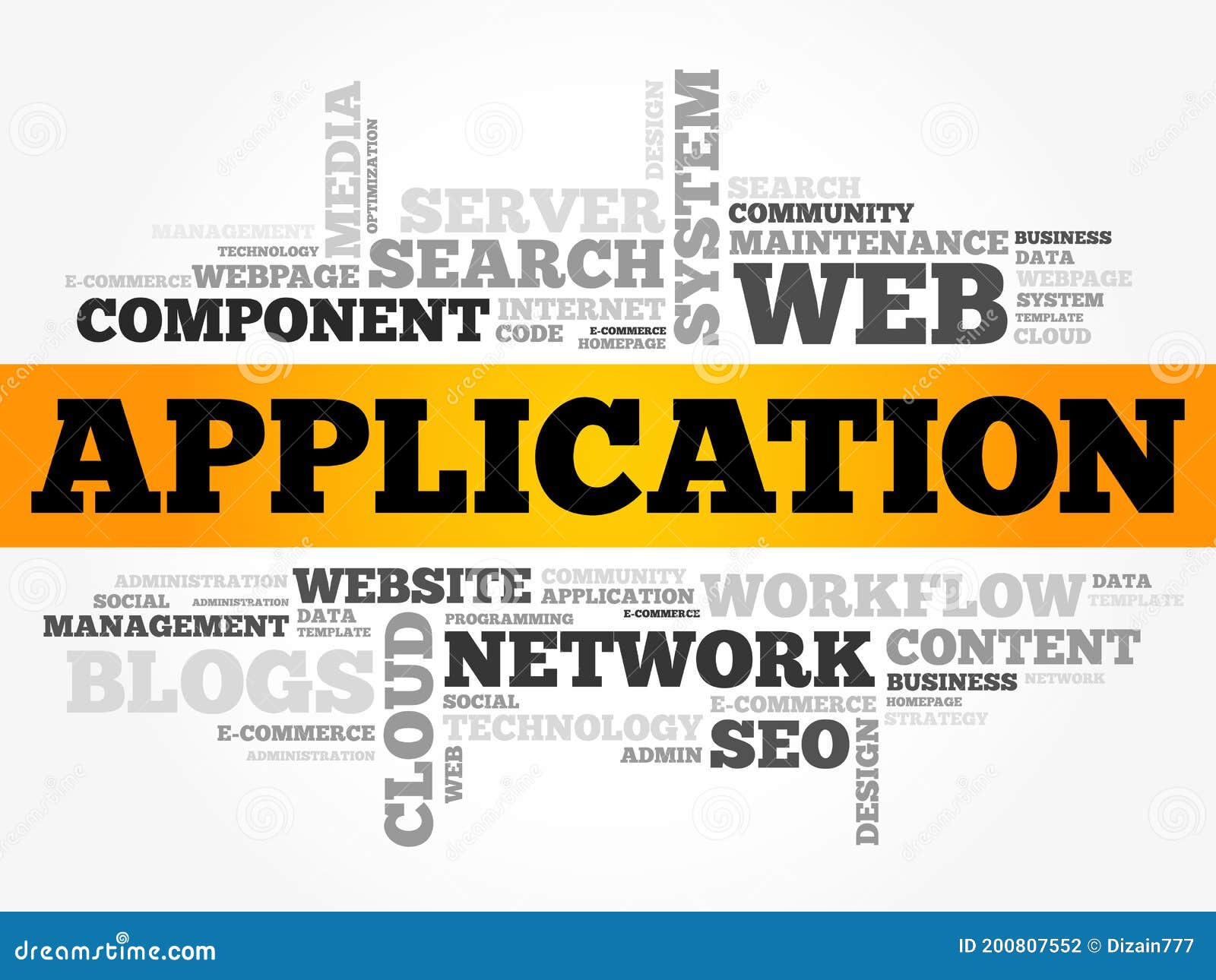 Application word cloud stock illustration. Illustration of html - 200807552