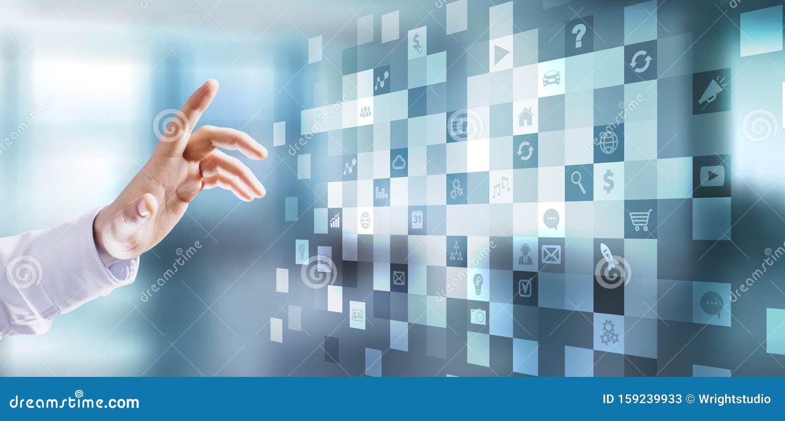 Applications Icon on Virtual Screen Modern Technology Button Virtual ...