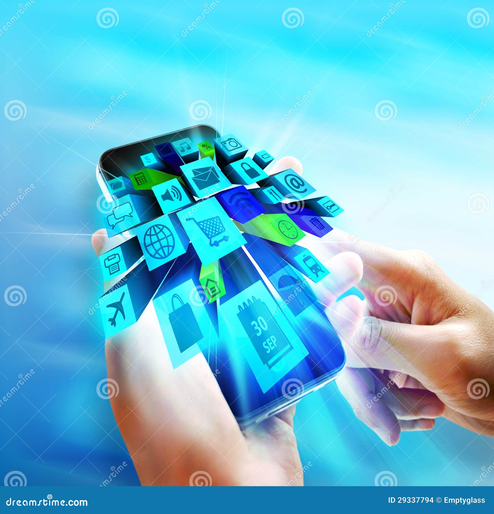 Applications on mobile stock illustration. Illustration of advertise ...
