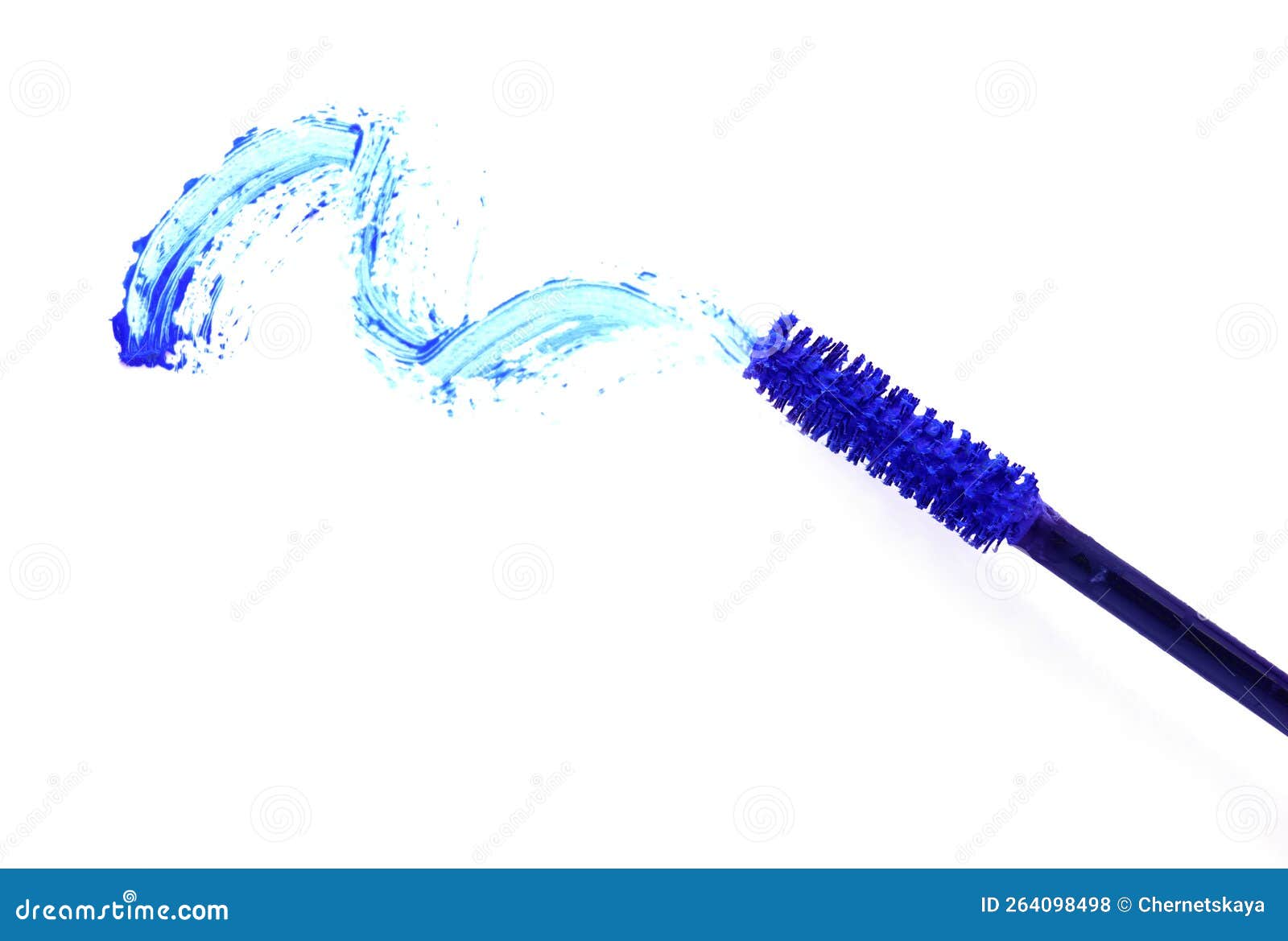 Applicator and Blue Mascara Smear on White Background, Top View Stock ...