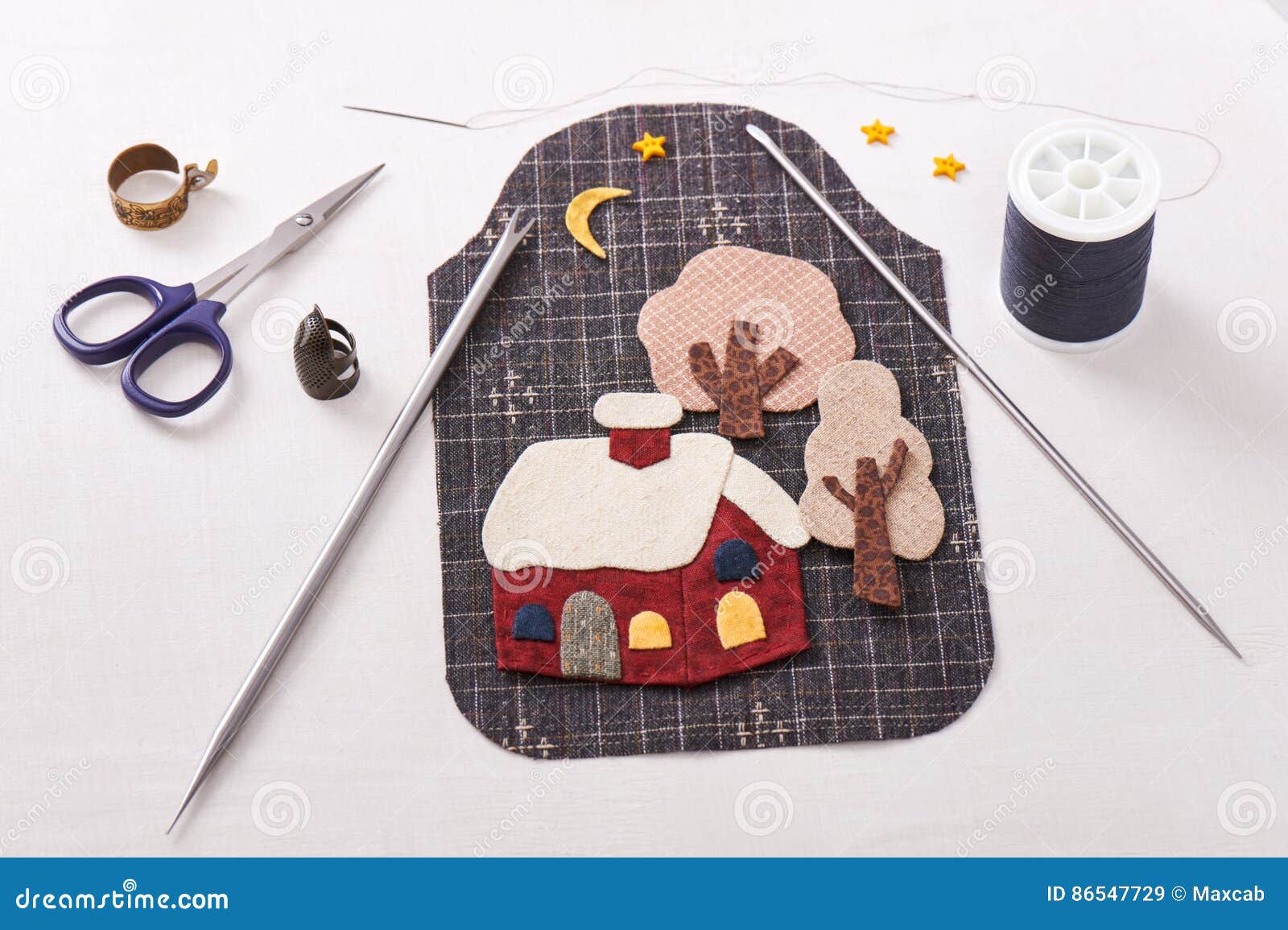 Applique Tools for Fabric and Detail of Applique Stock Image - Image of ...