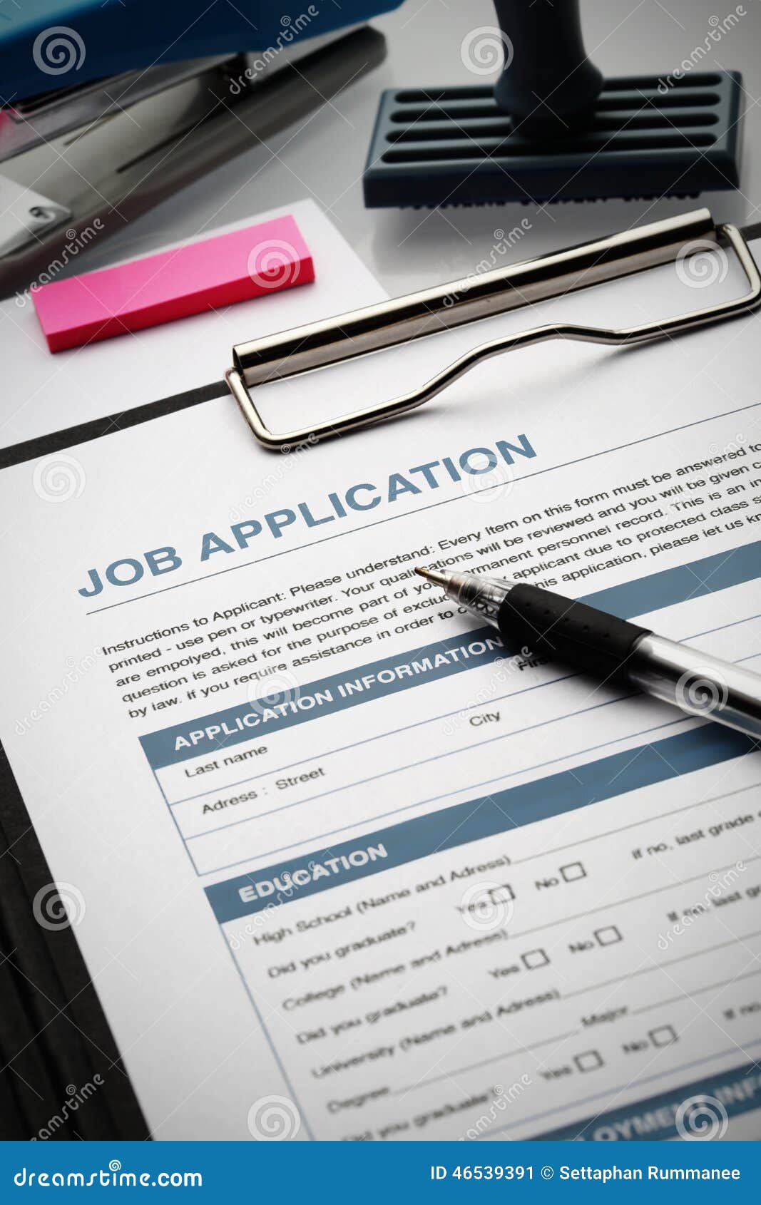 Apply for New Job by Application Document Stock Image - Image of ...