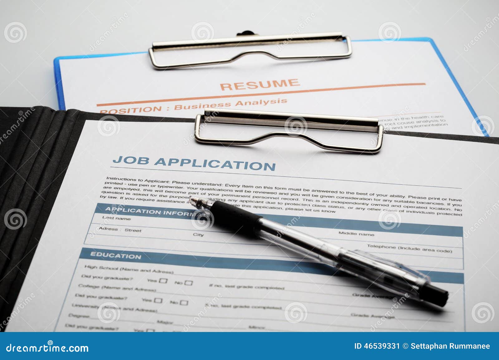 Apply for New Job by Application and Resume Document Stock Image ...