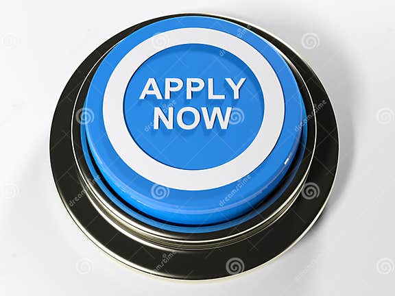 Apply Now Blue Push Button - 3D Rendering Stock Illustration ...