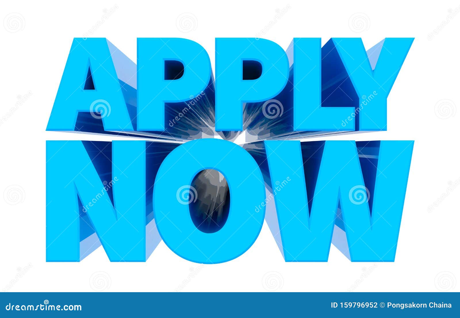 APPLY NOW Blue Word on White Background Illustration 3D Rendering Stock ...
