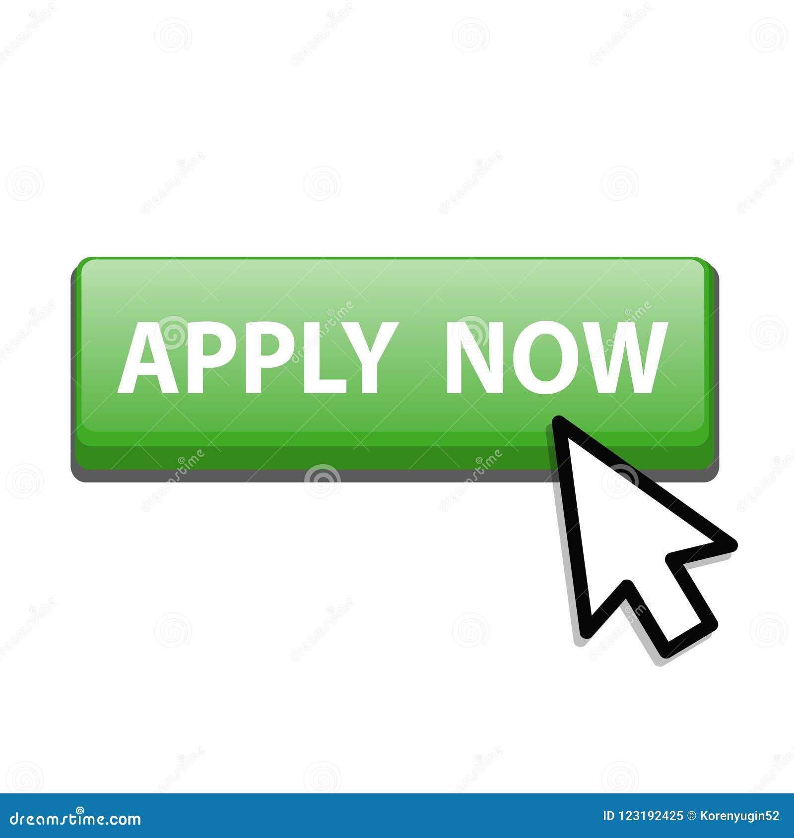 Apply Now Green Button with Arrow Cusor, Stock Vector Illustration ...