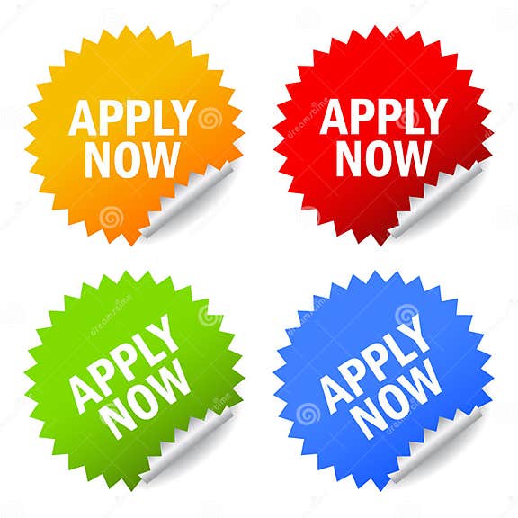 Apply now sticker stock vector. Illustration of background - 54026846