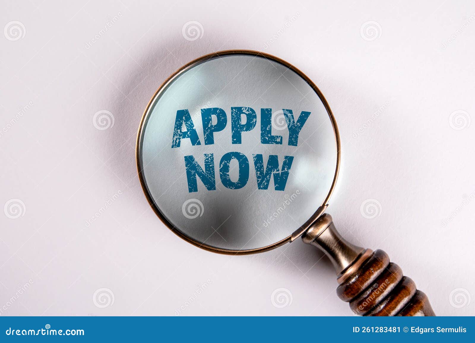 APPLY NOW. Text and Magnifying Glass on White Background Stock ...