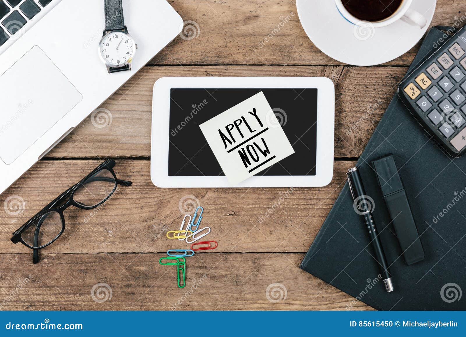 Apply Now Text on Note on Office Desk Stock Photo - Image of computer ...