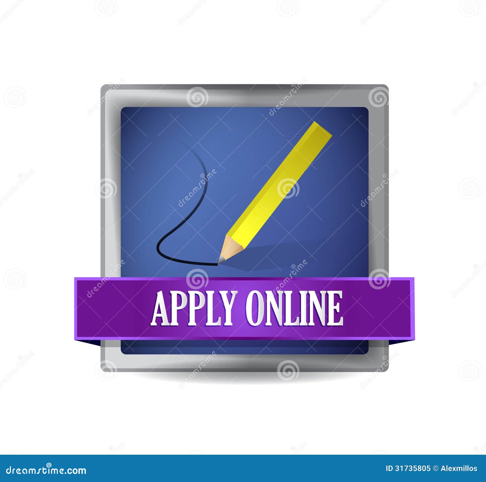 Apply Online Glossy Blue Reflected Square Button Stock Illustration ...