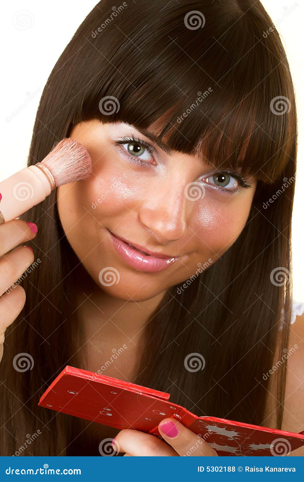 Applying blusher stock photo. Image of brush, hair, eyeliner - 5302188