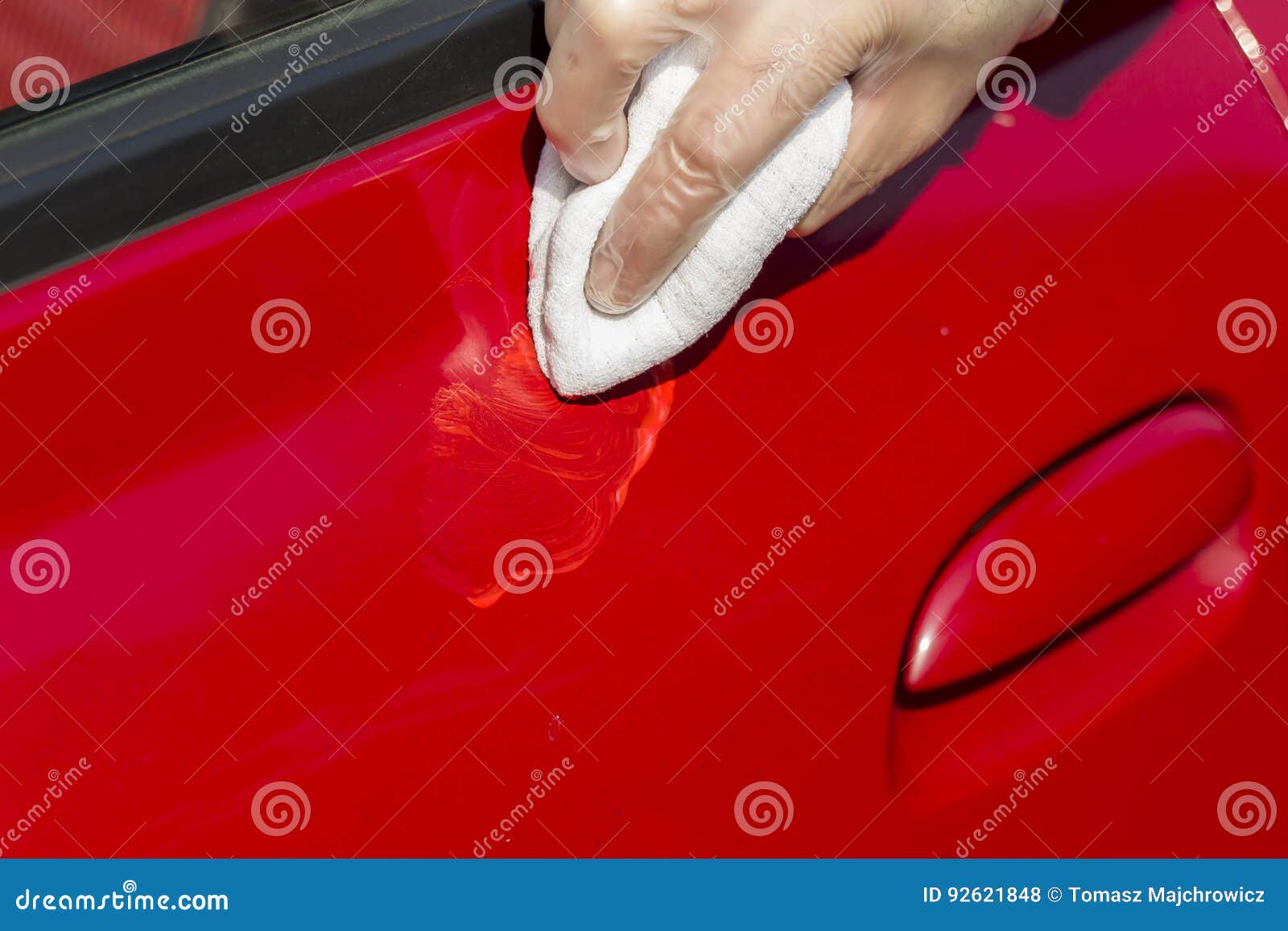Applying Car Paints Paste To the Surface of the Varnish. Stock Photo ...