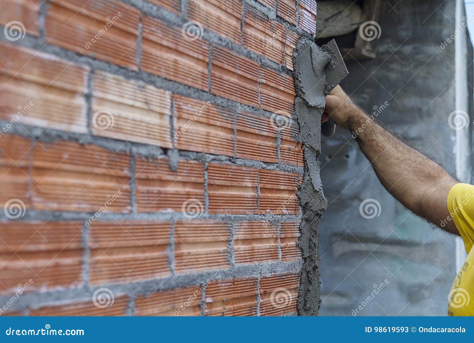 Applying cement stock image. Image of repair, building - 98619593