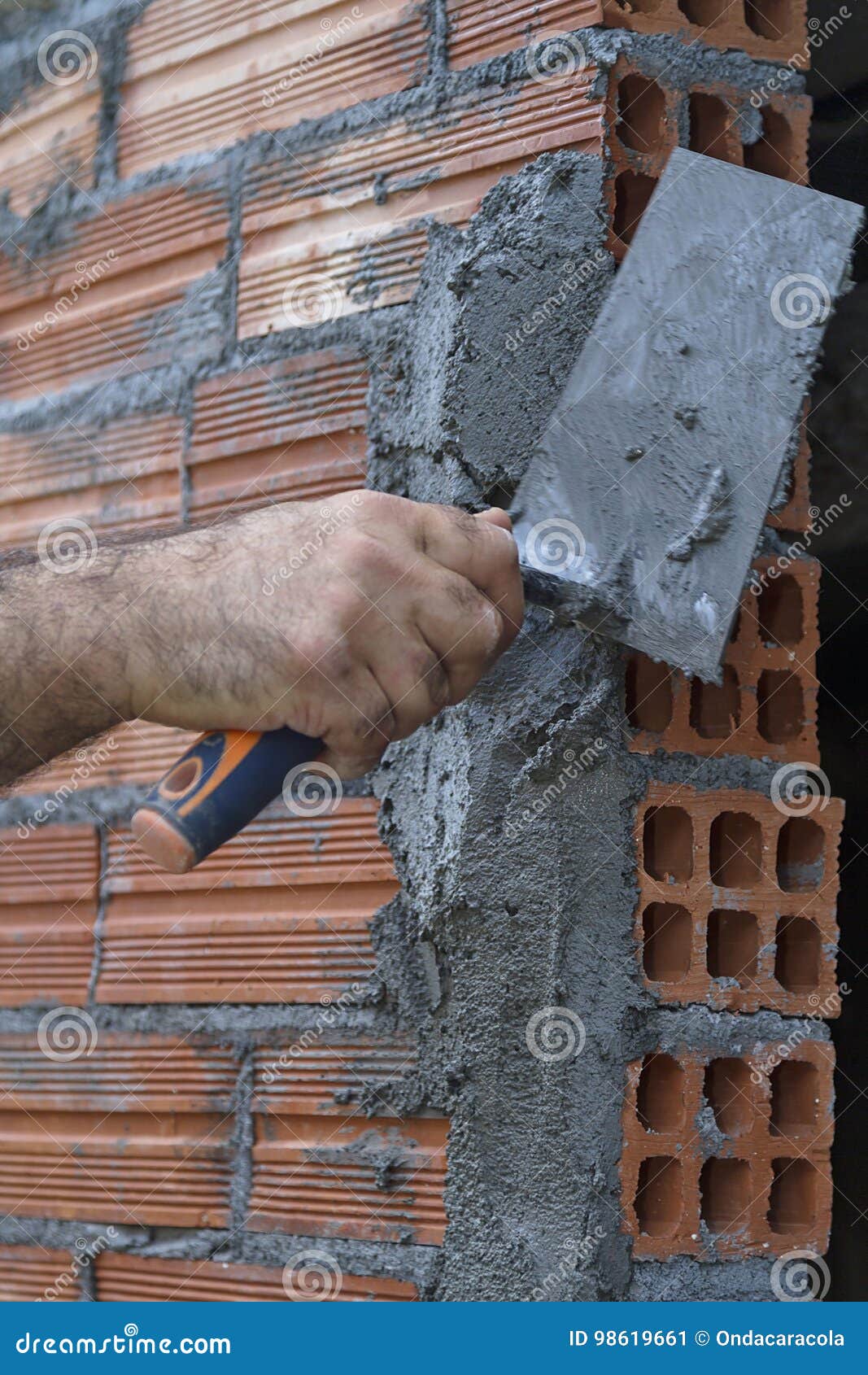 Applying cement stock image. Image of plastering, masonry - 98619661