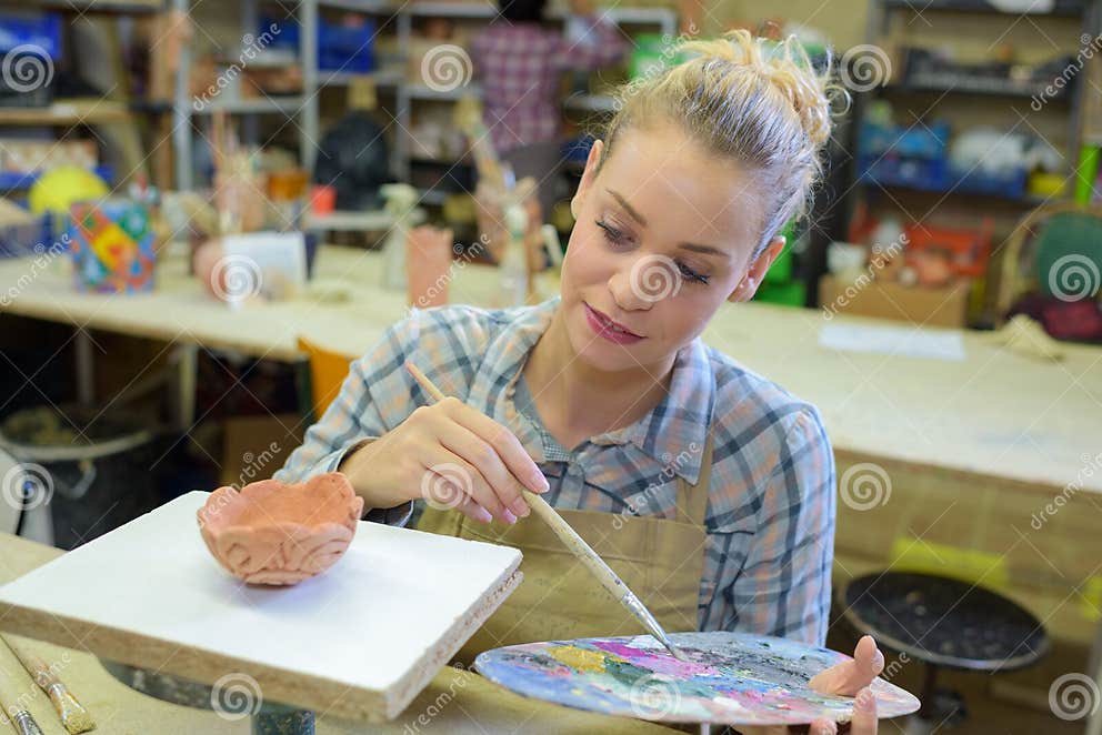 She applying colors stock image. Image of artist, pain - 318446565